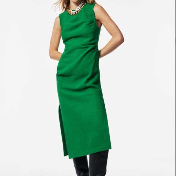Zara | Dresses | Zara Long Textured Weave Dress In Green | Poshmark